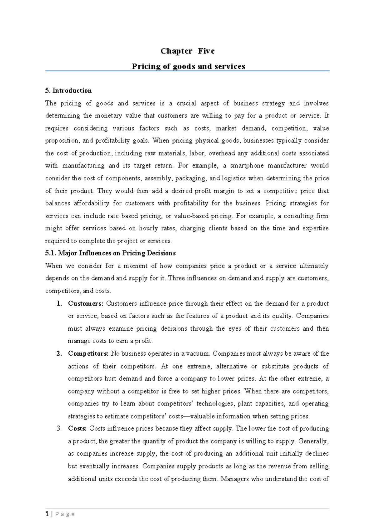 Chapter 5: Pricing Strategies in Cost & Management Accounting 2 - Studocu