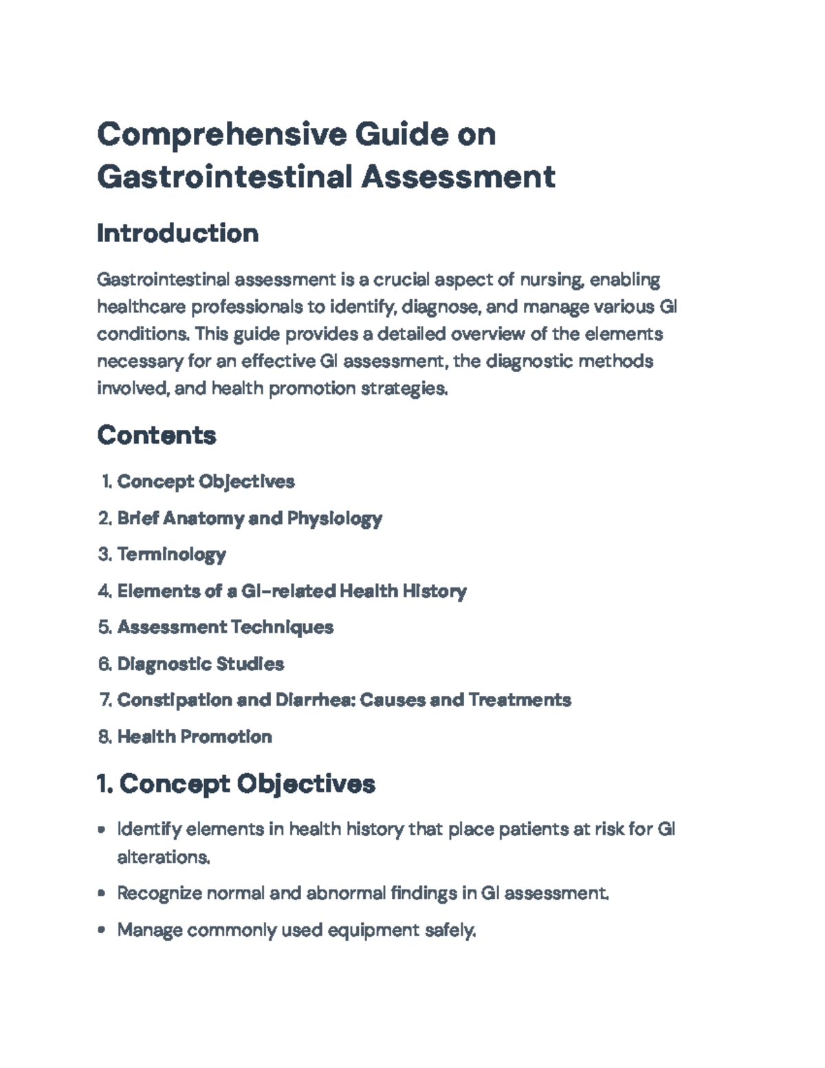 Gastrointestinal Assessment Guide: Techniques & Health Promotion ...