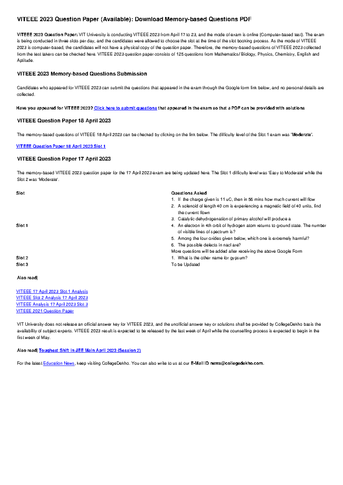 Collegedekho 230418 123013 - VITEEE 2023 Question Paper (Available ...