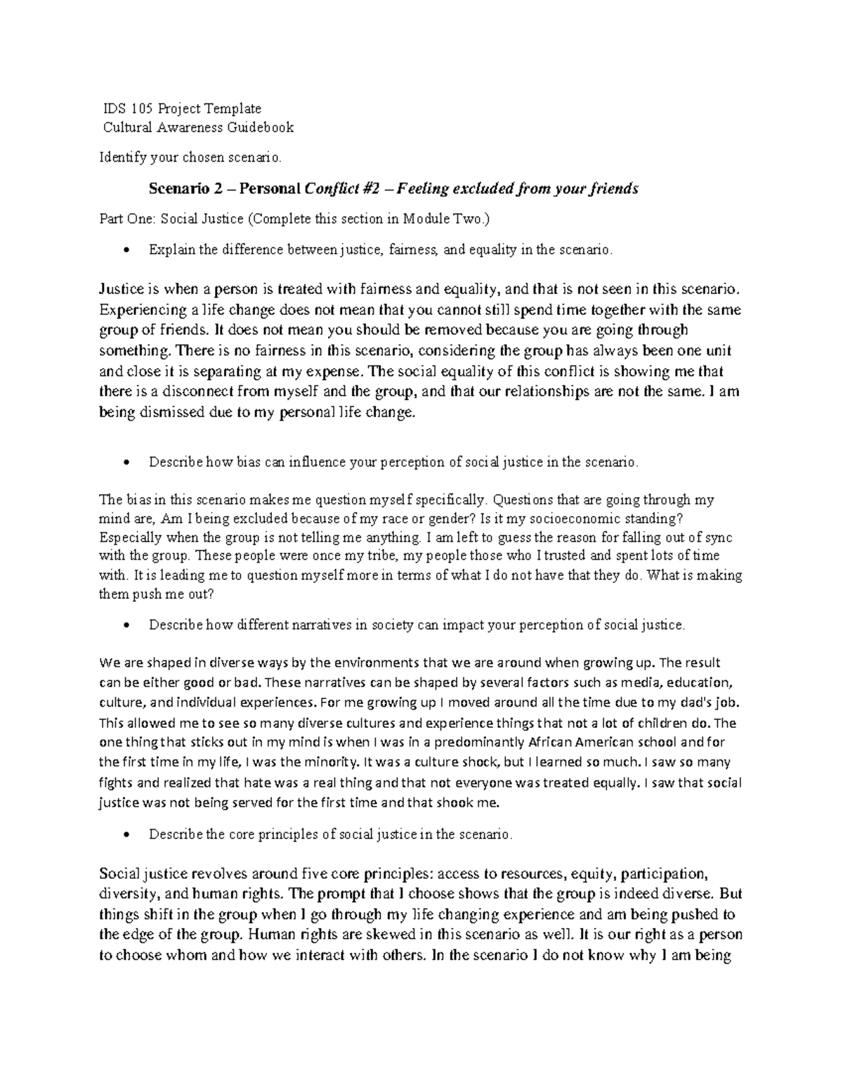 IDS 105 Project: Understanding Cultural Awareness in Social Justice ...