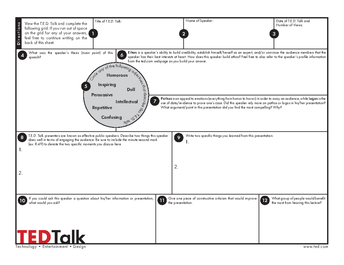 TEDTalk Analysis: Ethos, Pathos, and Logos in Presentation - Studocu