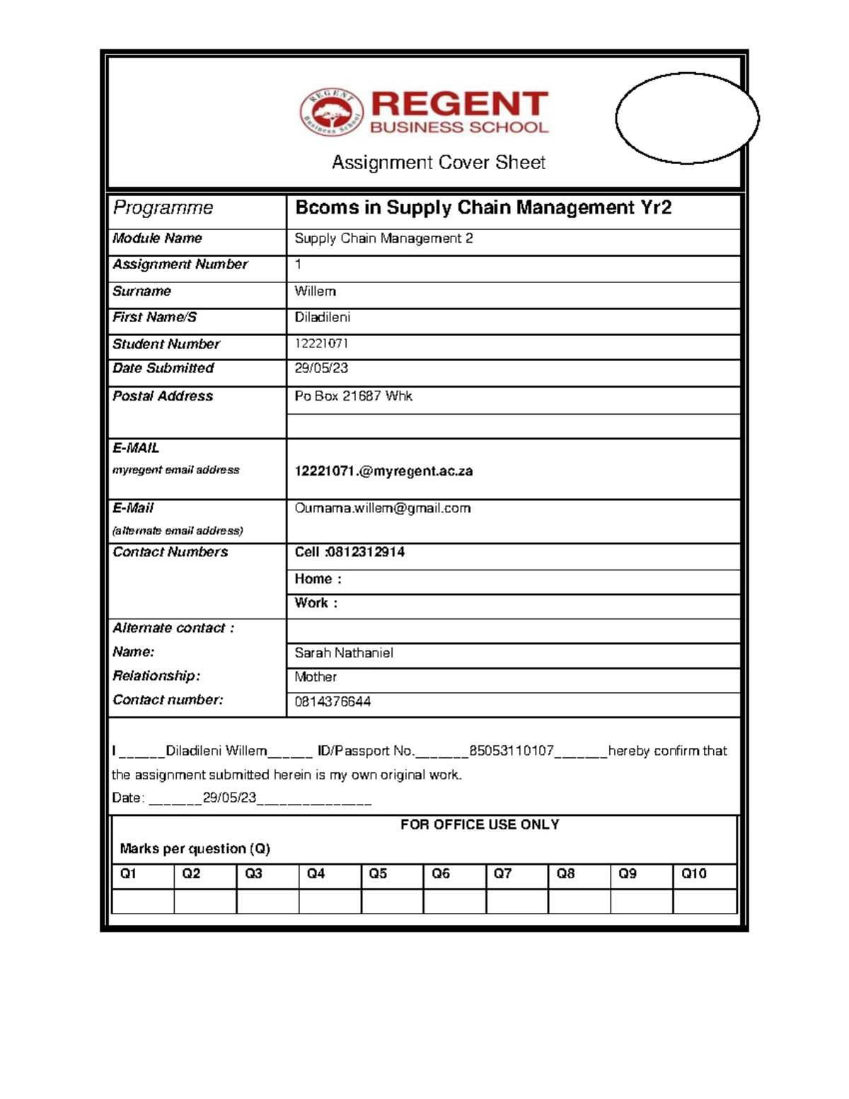 Supply Chain Management Assignment Cover Sheet - SCM 2023 - Studocu