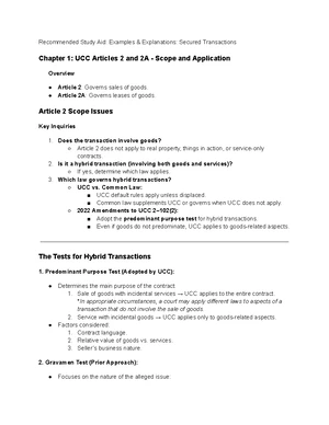 UCC Article 2 and 2A overview: Secured transactions and hybrid contracts - Studocu