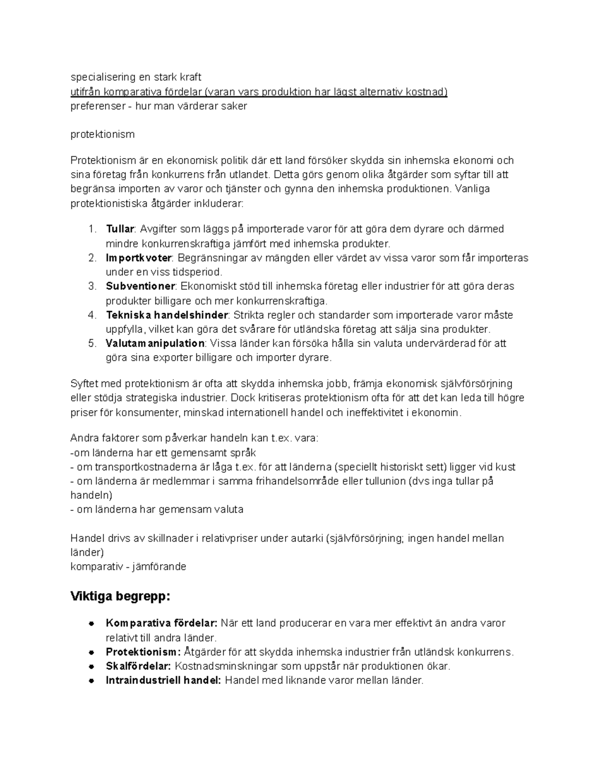 Internationell Handel och Protektionism: En Analys av Komparativa ...