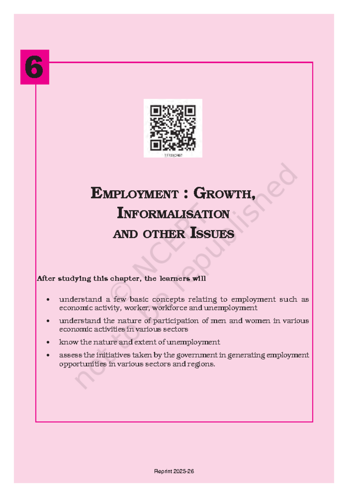 NCERT 6: Employment - Growth, Informalisation & Key Issues - Studocu