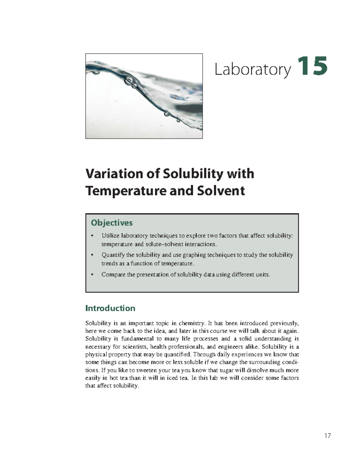 Lab 15: Variation of Solubility with Temp & Solvent in General ...