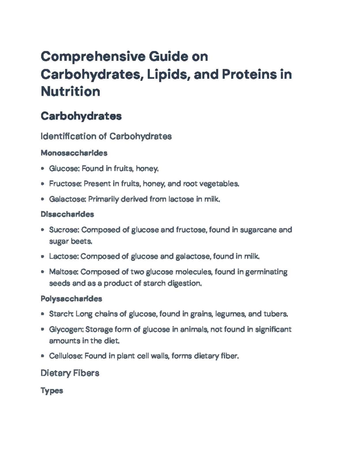 Comprehensive Nutrition Guide: Carbs, Lipids, and Proteins Overview ...