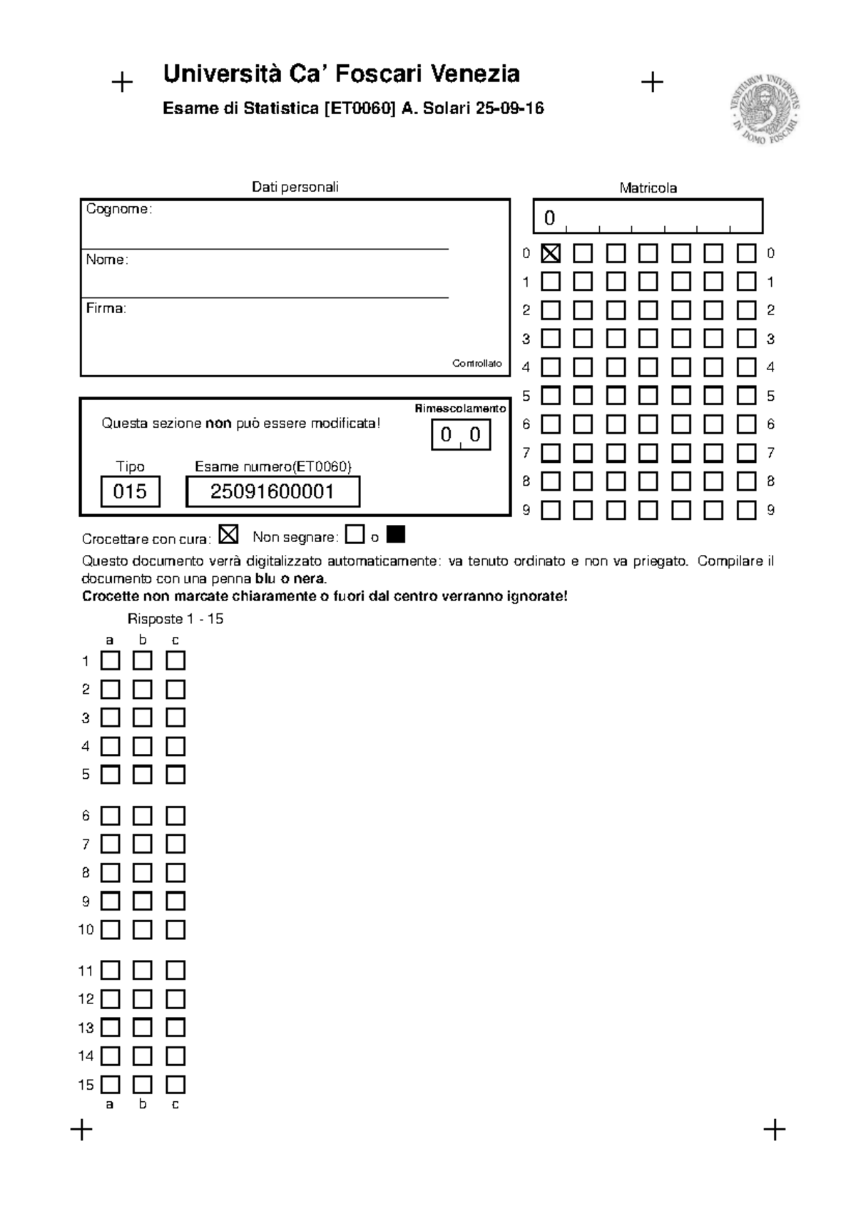 Esame di Statistica A. Solari (ET0060) - Domande e Risposte - Studocu