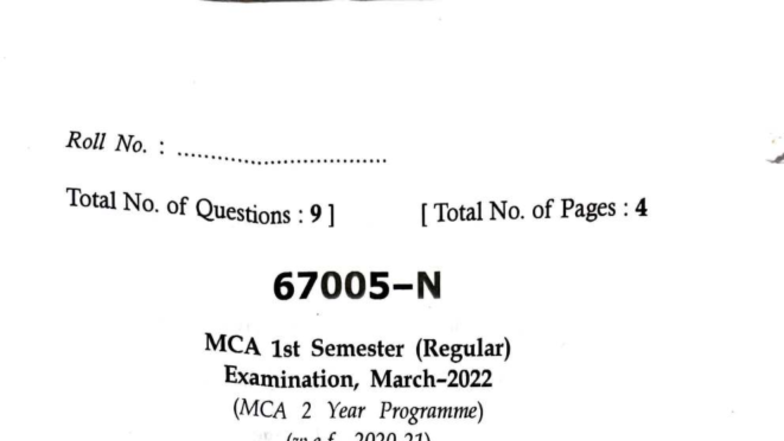 MCA 1st Sem Exam: Compiler Design Previous Year Paper 2022 - Studocu