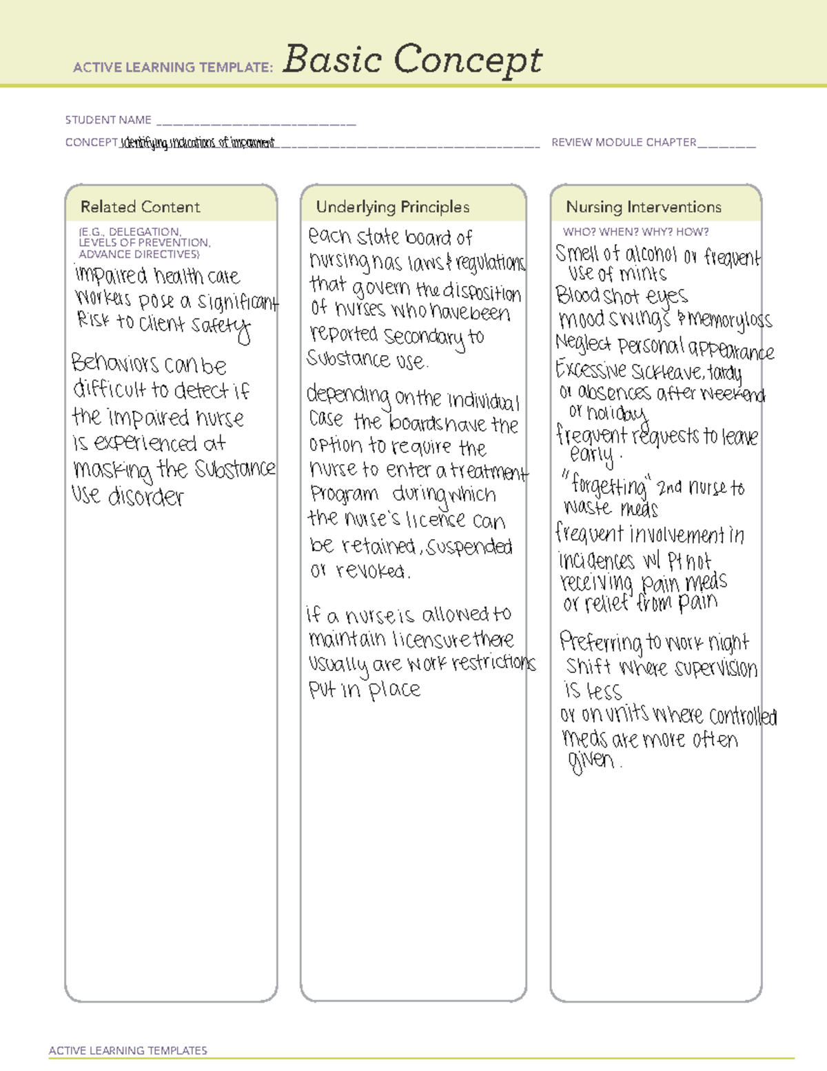 Leadership ALT 2: Active Learning Template for Nursing Interventions ...