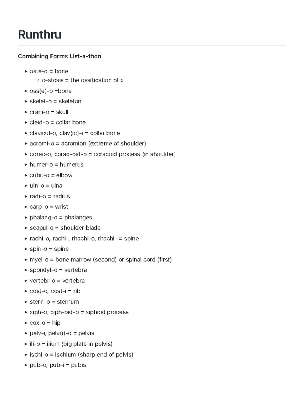 Ch. 3. Musculoskeletal System - Runthru Combining Forms List-a-thon ...