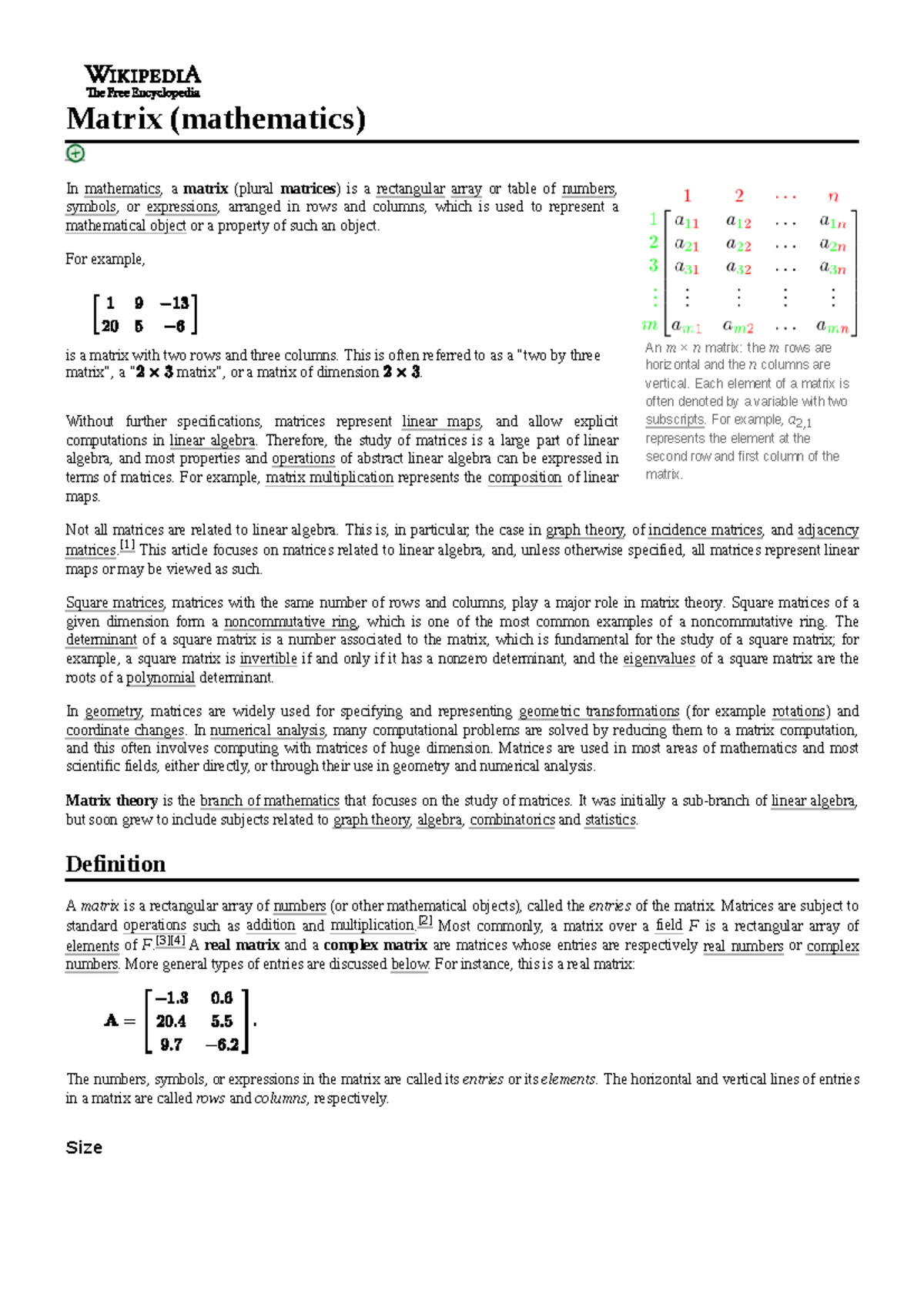 Matrix Theory and Linear Algebra Concepts: A Comprehensive Overview ...