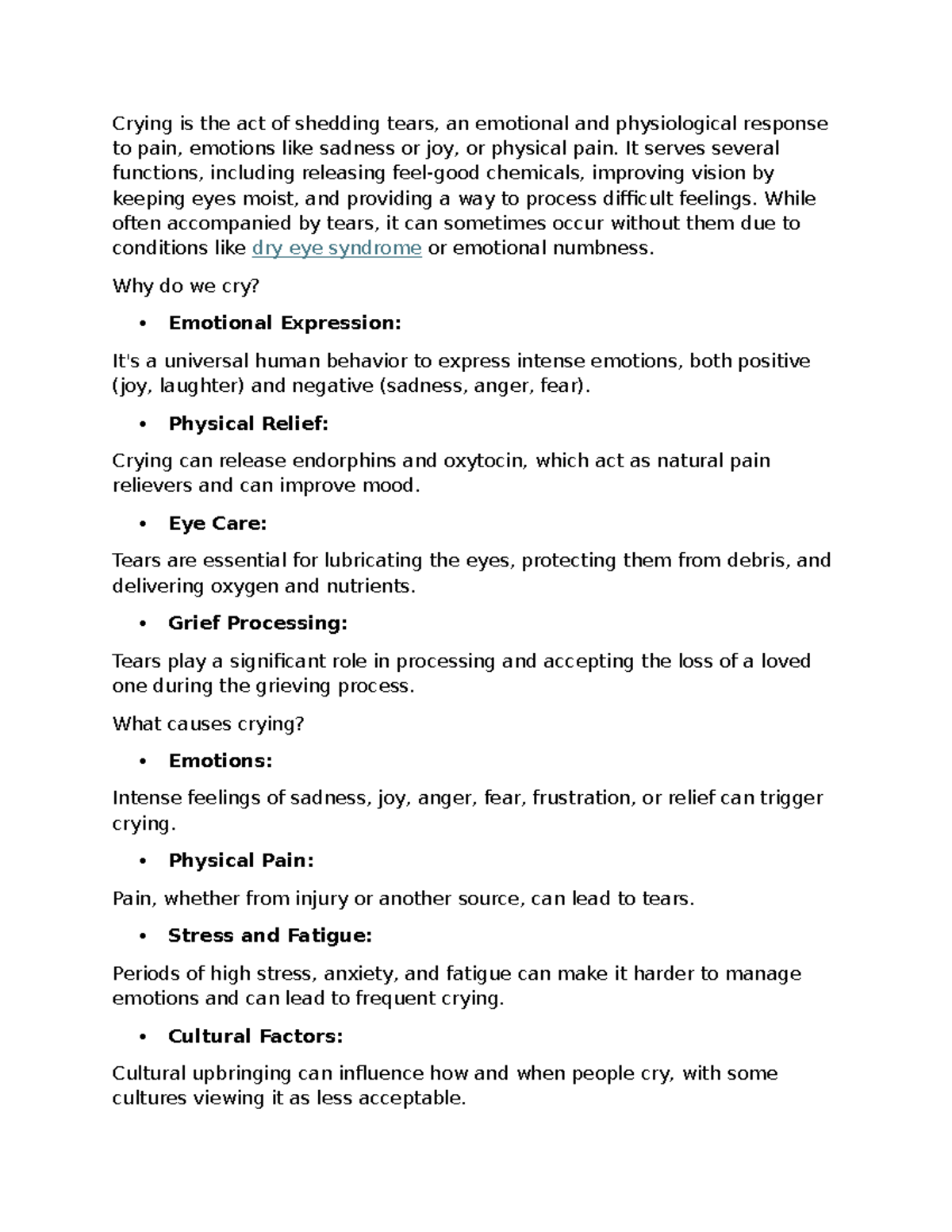 Crying in the Rain: Understanding the Emotional and Physiological ...