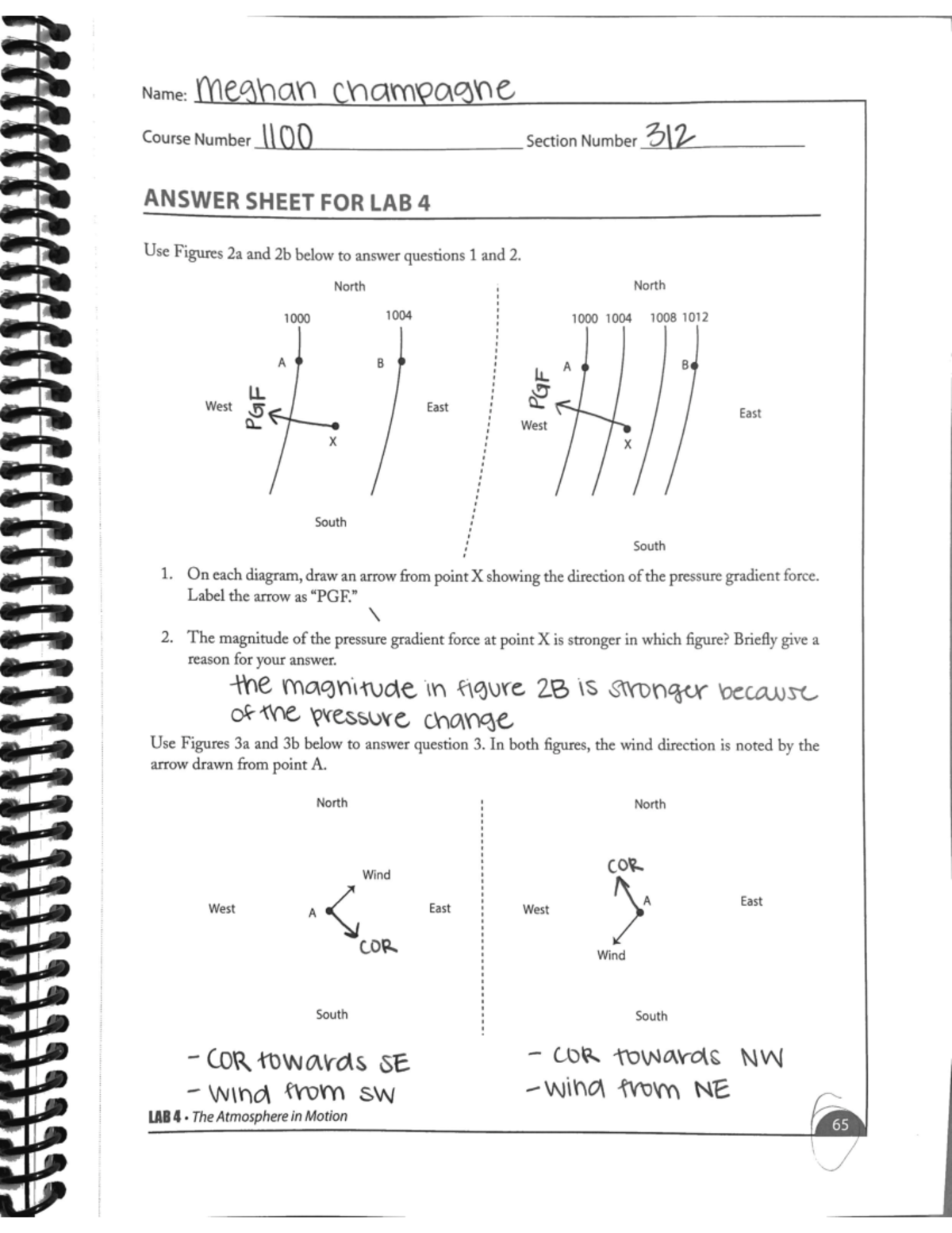 Lab 4 atmo - Lab 4 - Name: meghan champagne Course Number 1100 Section ...