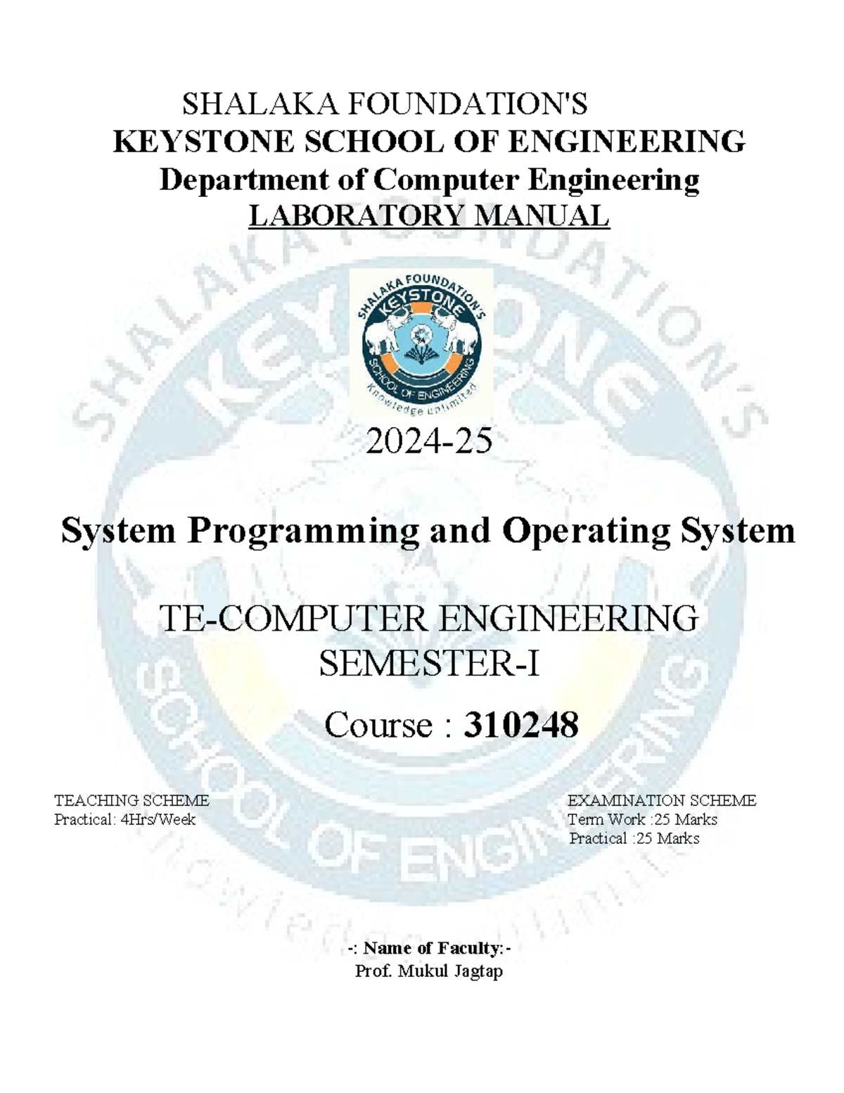 System Programming OS Lab Manual (310248) - Final Exam 2019 - Studocu