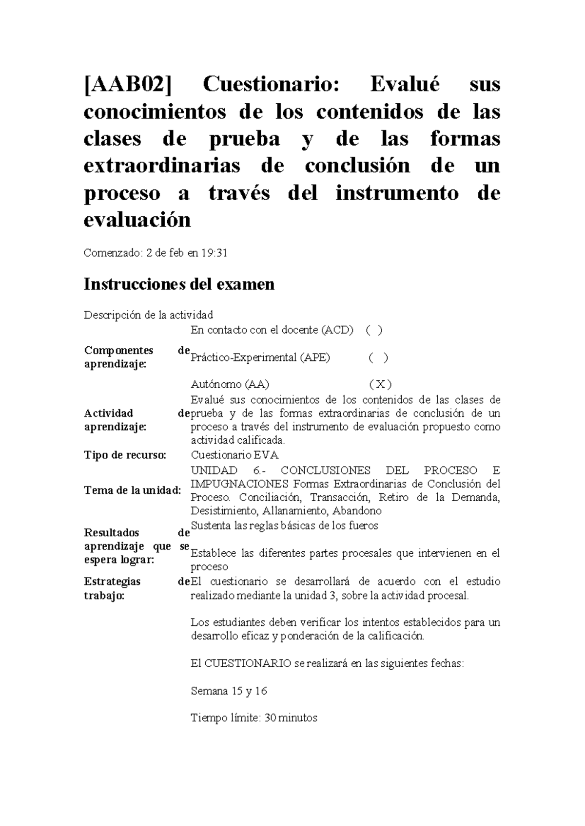 [AAB02] Cuestionario: Evalué sus conocimientos de los contenidos de las ...