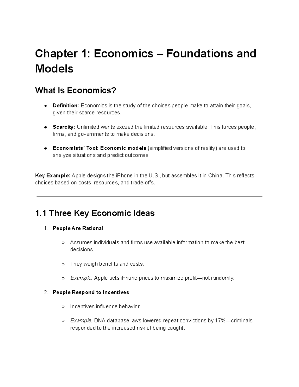Economics 101: Foundations and Models Overview (ECO 101) - Studocu