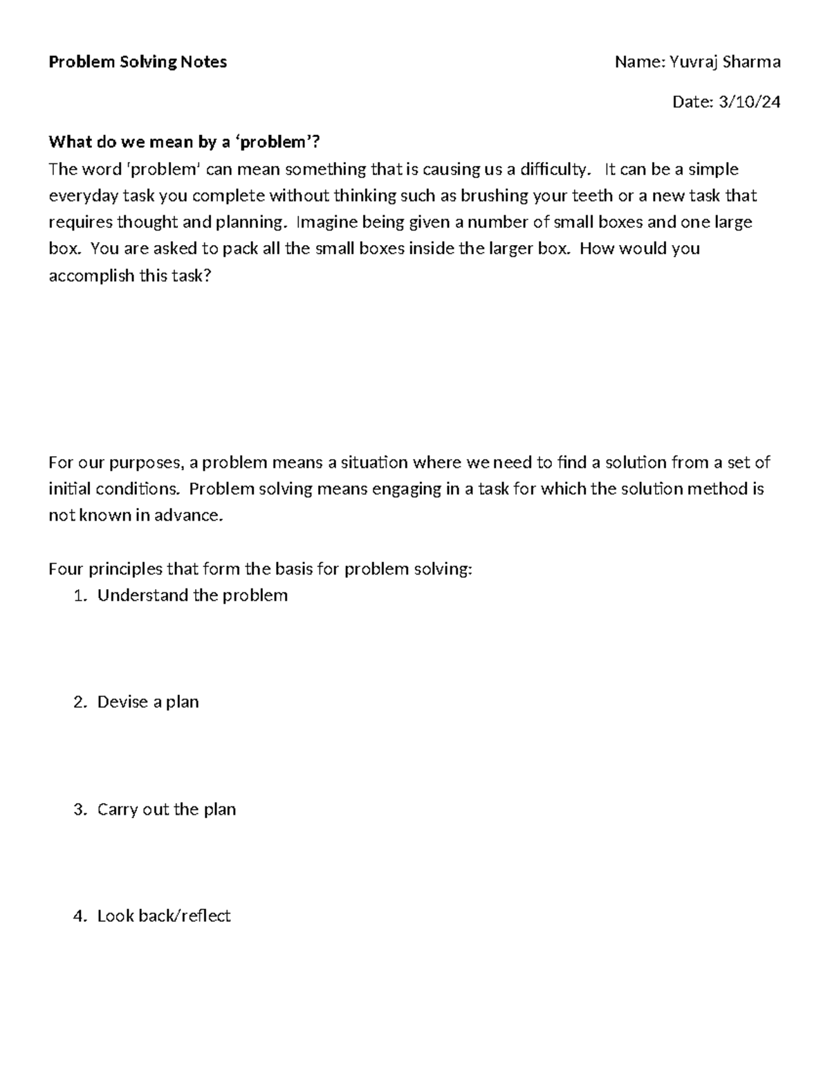 Polya Problem Solving Strategies Notes - Course Code: PICO CTF - Studocu