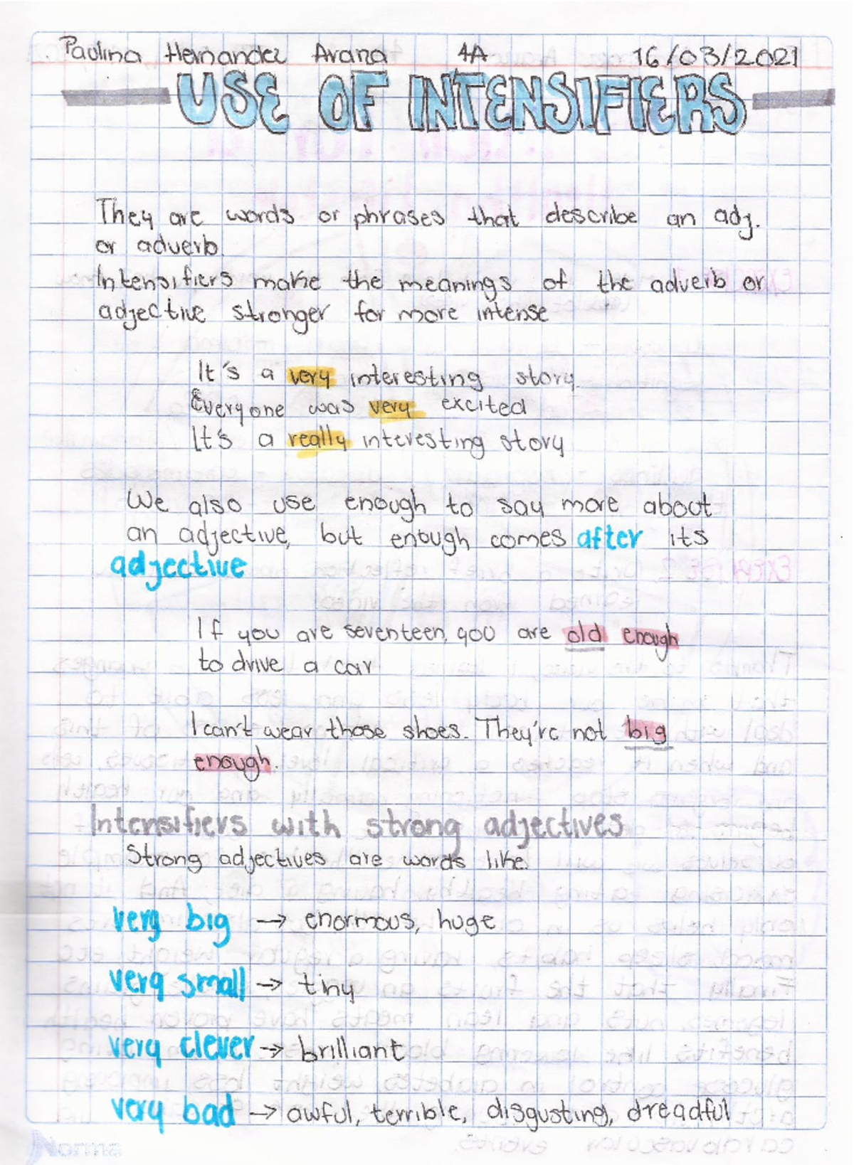 4A USE OF INTENSIFIERS - Trabajo on Adjectives and Adverbs - Studocu