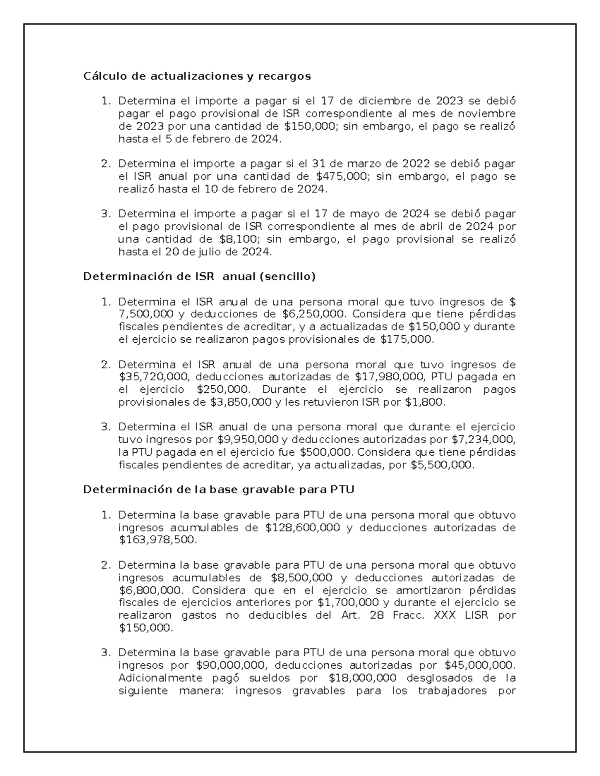 Cálculo de ISR y PTU: Laboratorio 1 - Ejercicios Prácticos - Studocu