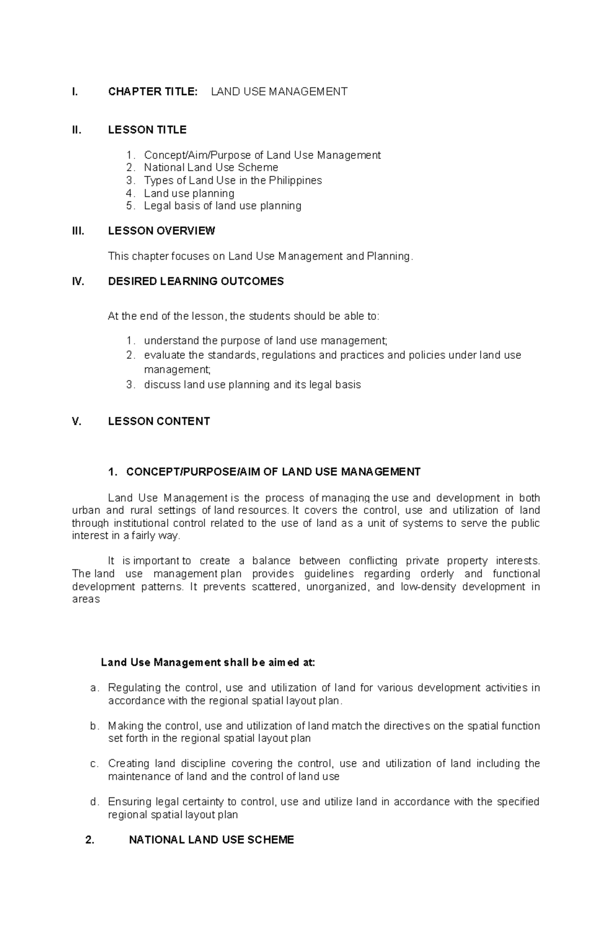 Module 4: Comprehensive Land Use Management Overview and Planning - Studocu