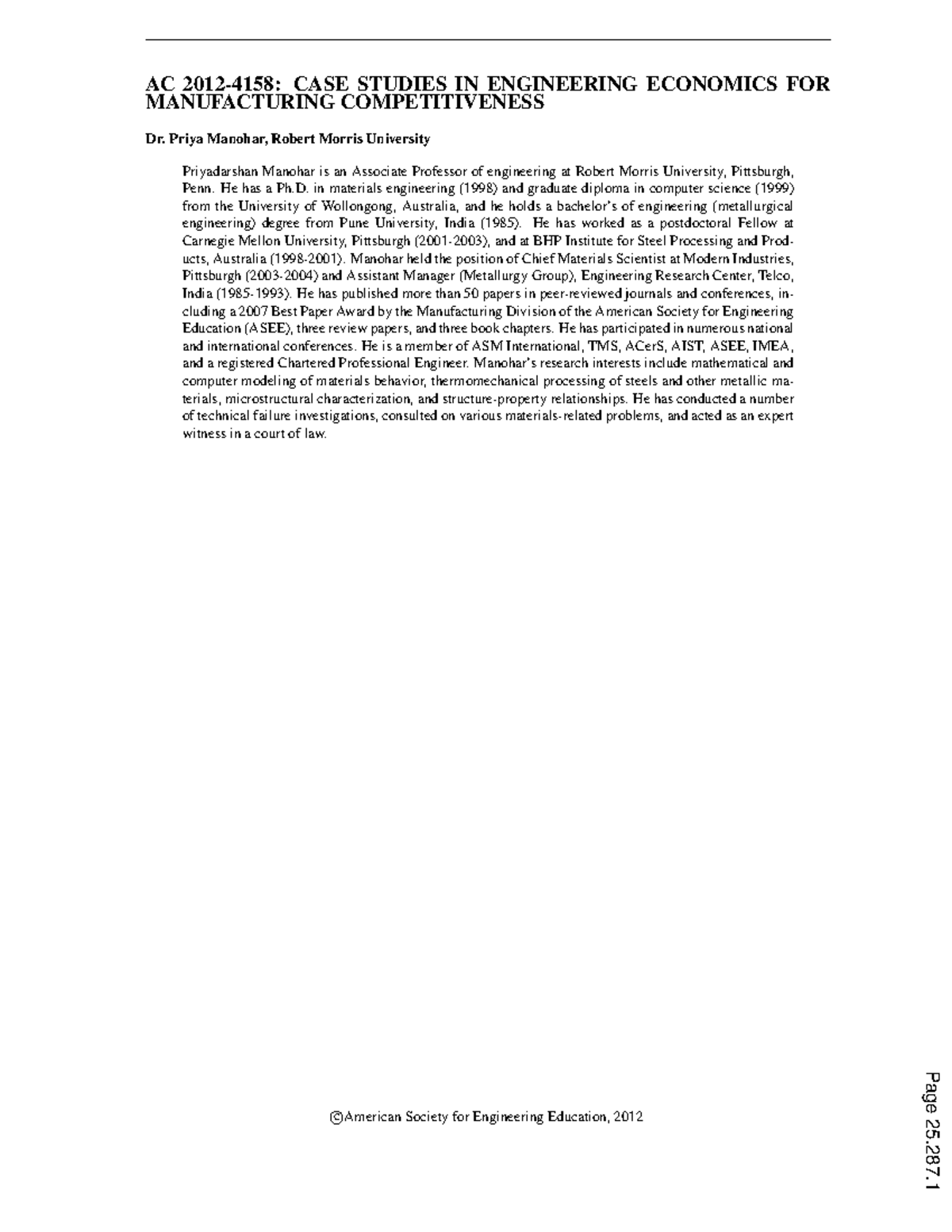 AC ENG ECONOMICS CASE STUDIES FOR MANUFACTURING COMPETITIVENESS - Studocu