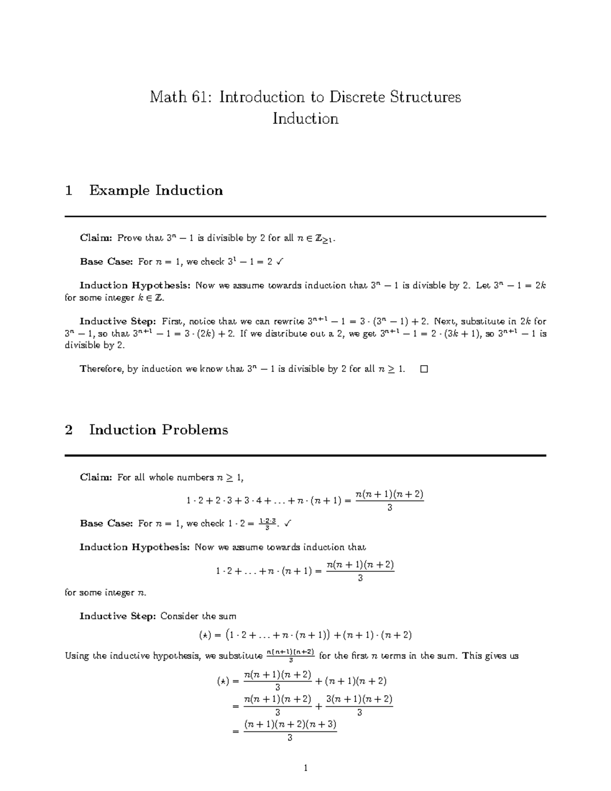 Math 61: Induction Notes on Divisibility and Claims - Studocu