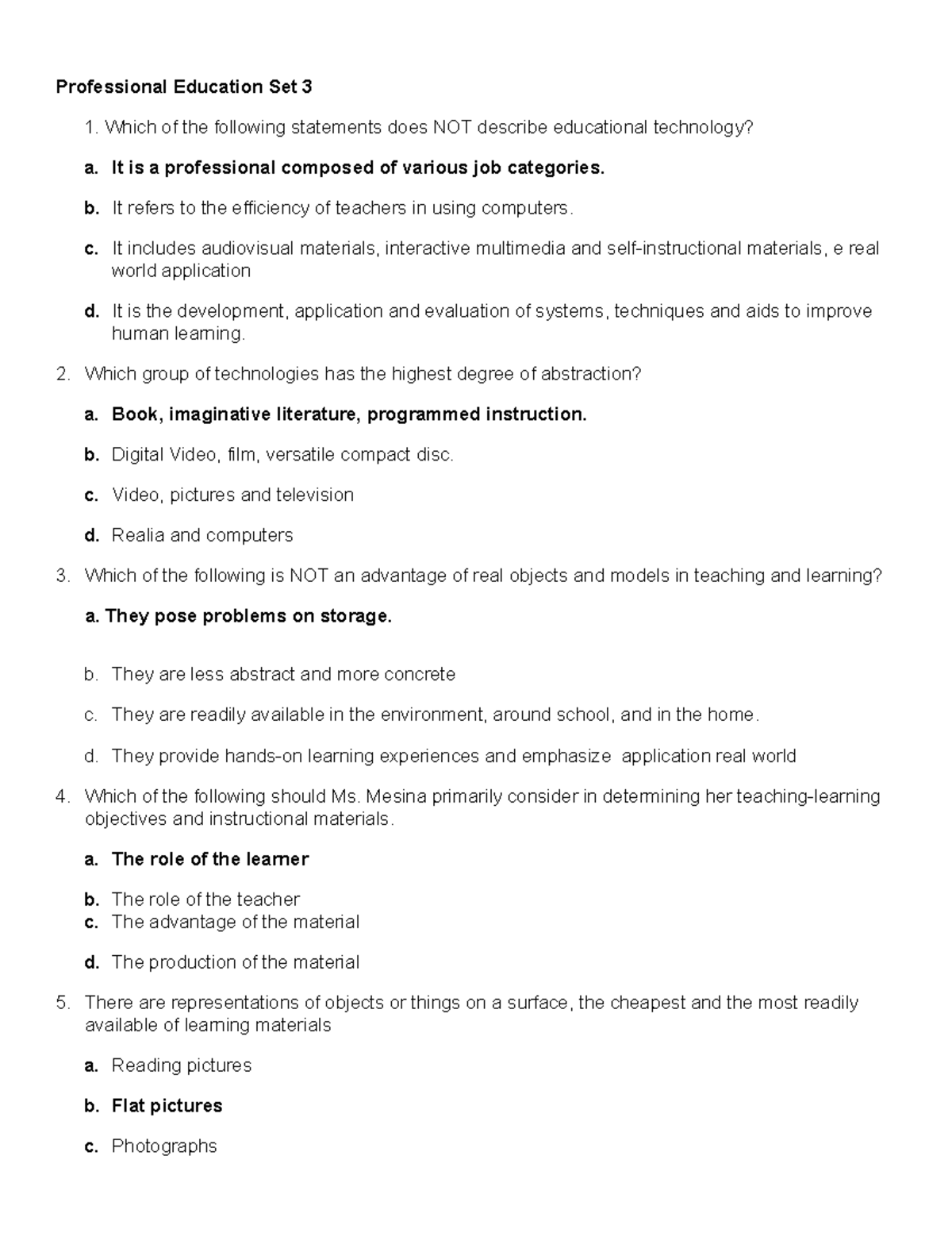 Professional Education: Set 3 Quiz & Study Guide - Studocu