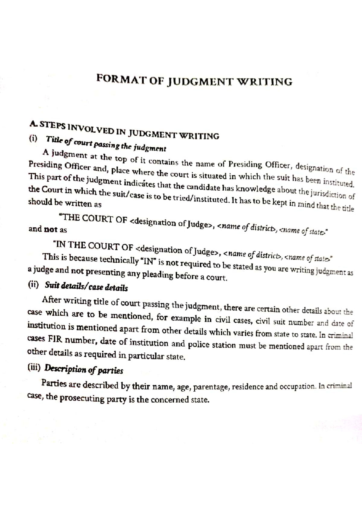 Rules and Format of Judgment Writing: A Comprehensive Guide - Studocu