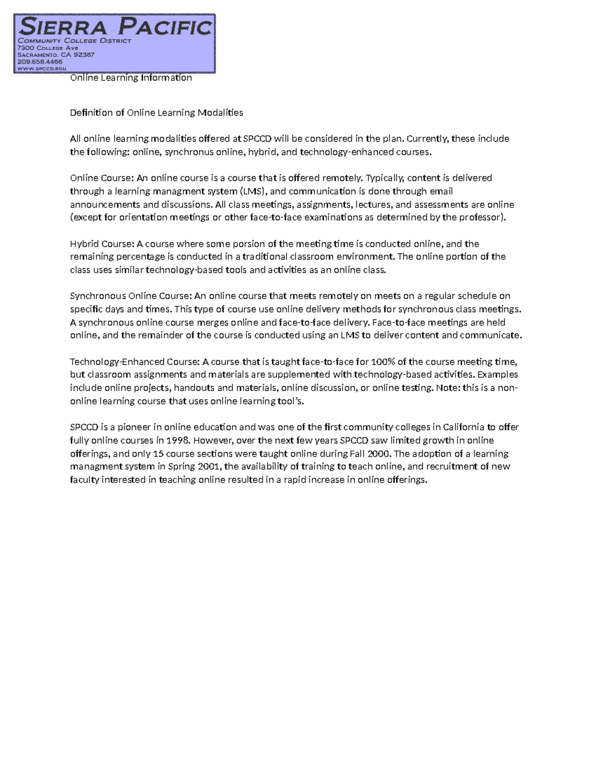 SPCCD Online Learning Modalities Overview - Studocu