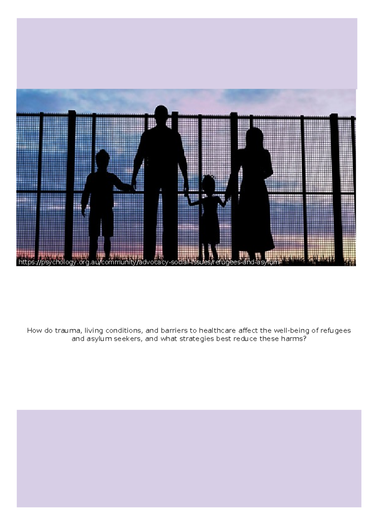 904038L 2HEW20 AT2 Issue Analysis: Impact of Trauma on Refugee Health ...