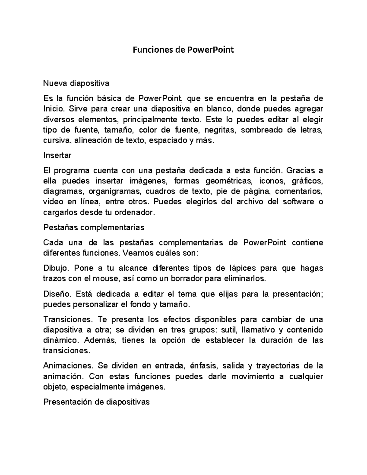 Funciones de PowerPoint: Guía y Usos para 3º y 4º Grado - Studocu