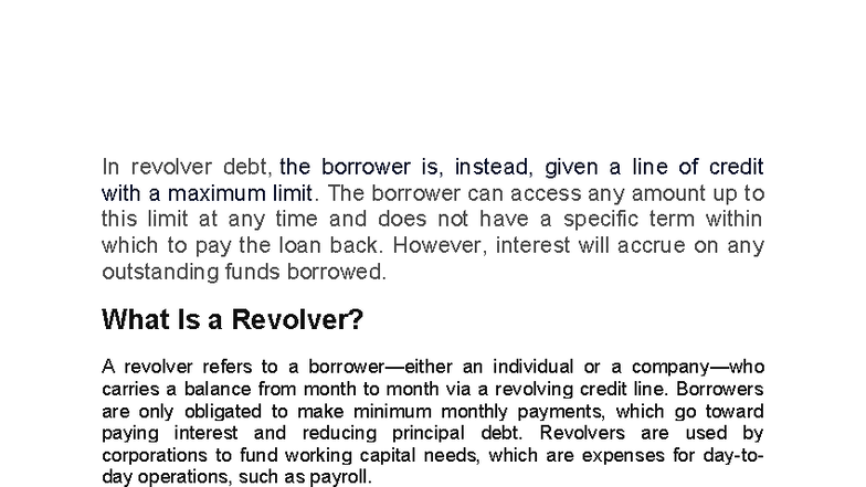Investment Banking Notes: Understanding Revolver Debt and Credit Lines ...