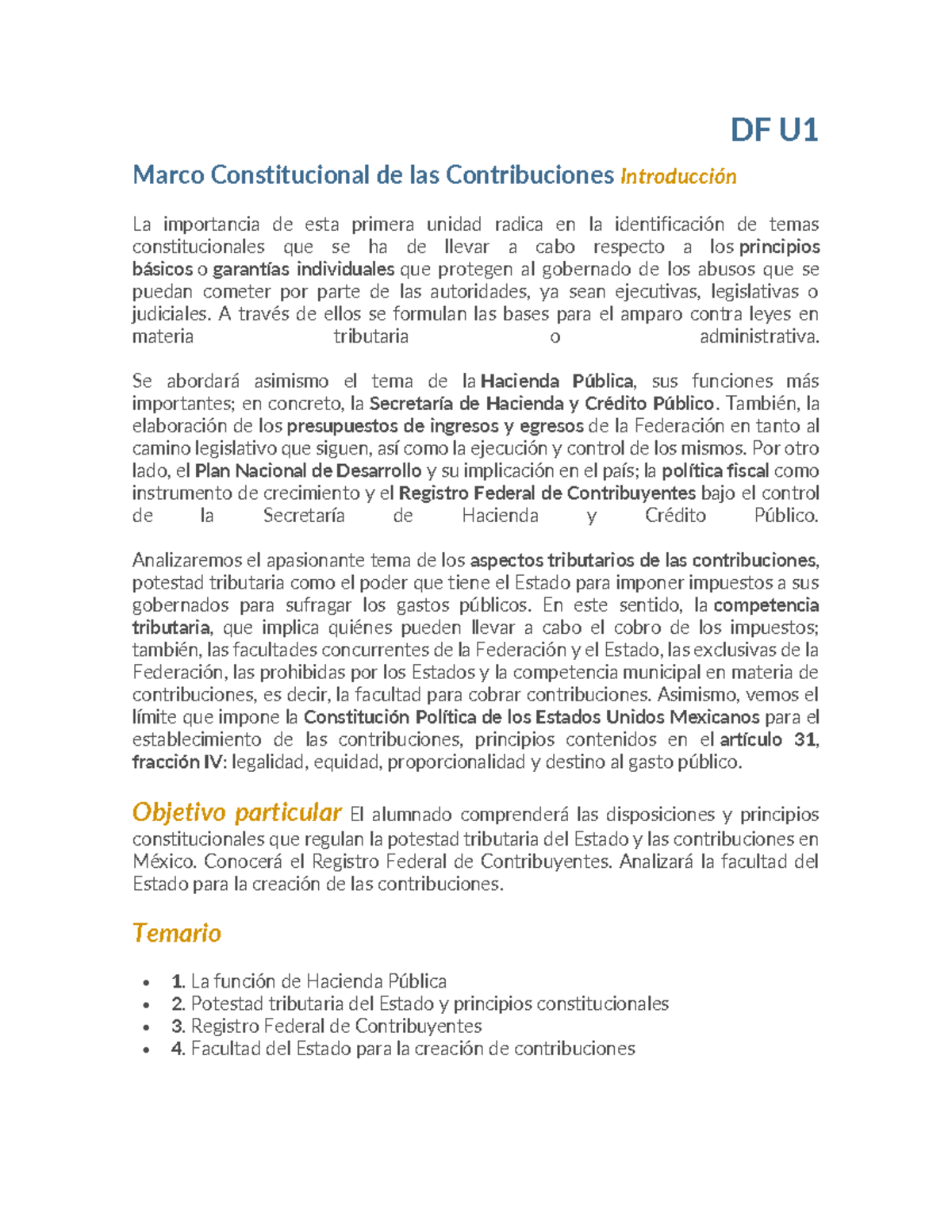 DF 1 - 10 - Apuntes sobre Marco Constitucional y Hacienda Pública - Studocu