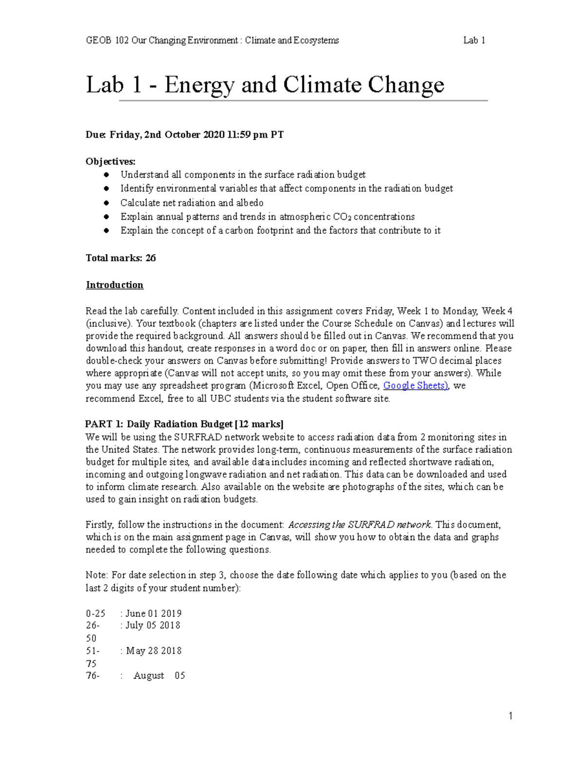 Lab 1: Energy and Climate Change Analysis and Calculations - Studocu