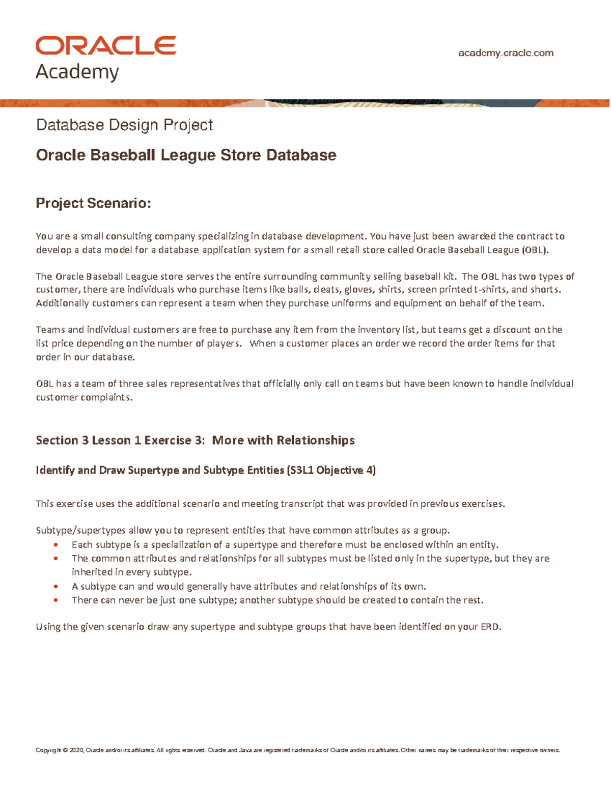 Database Design Project: OBL Store ERD Supertype/Subtype Analysis - Studocu