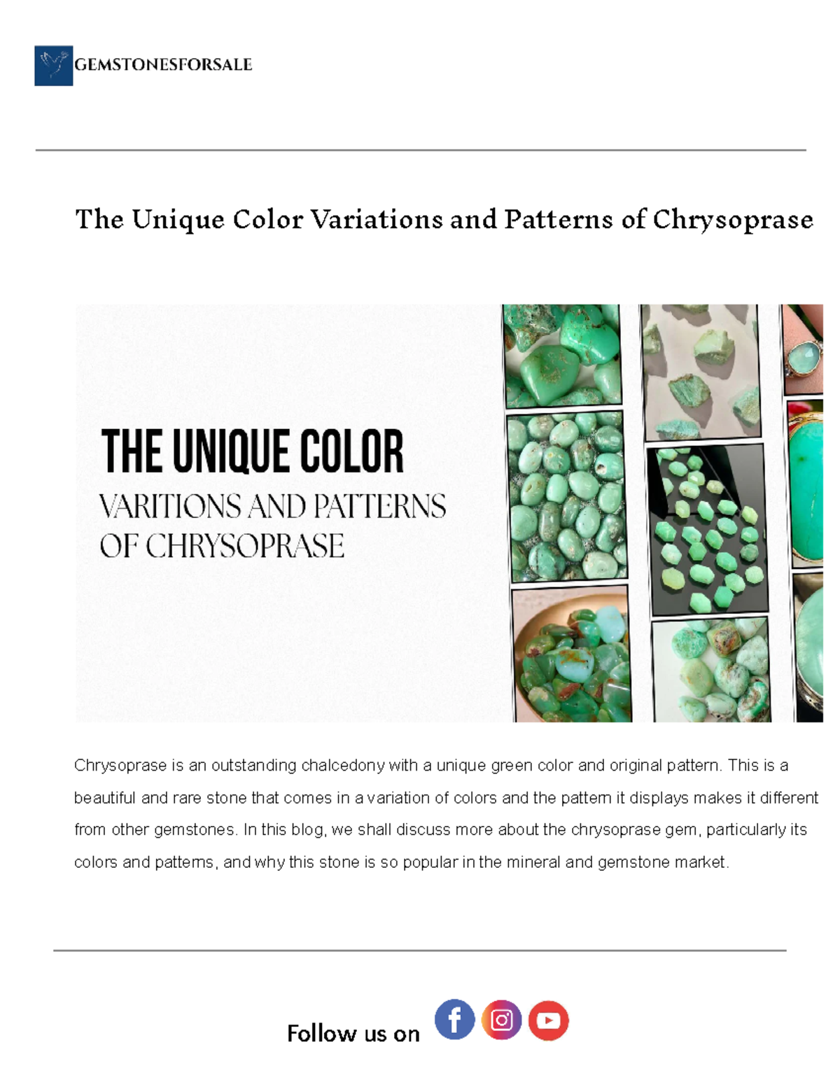 The Unique Color Variations and Patterns of Chrysoprase.docx - The ...