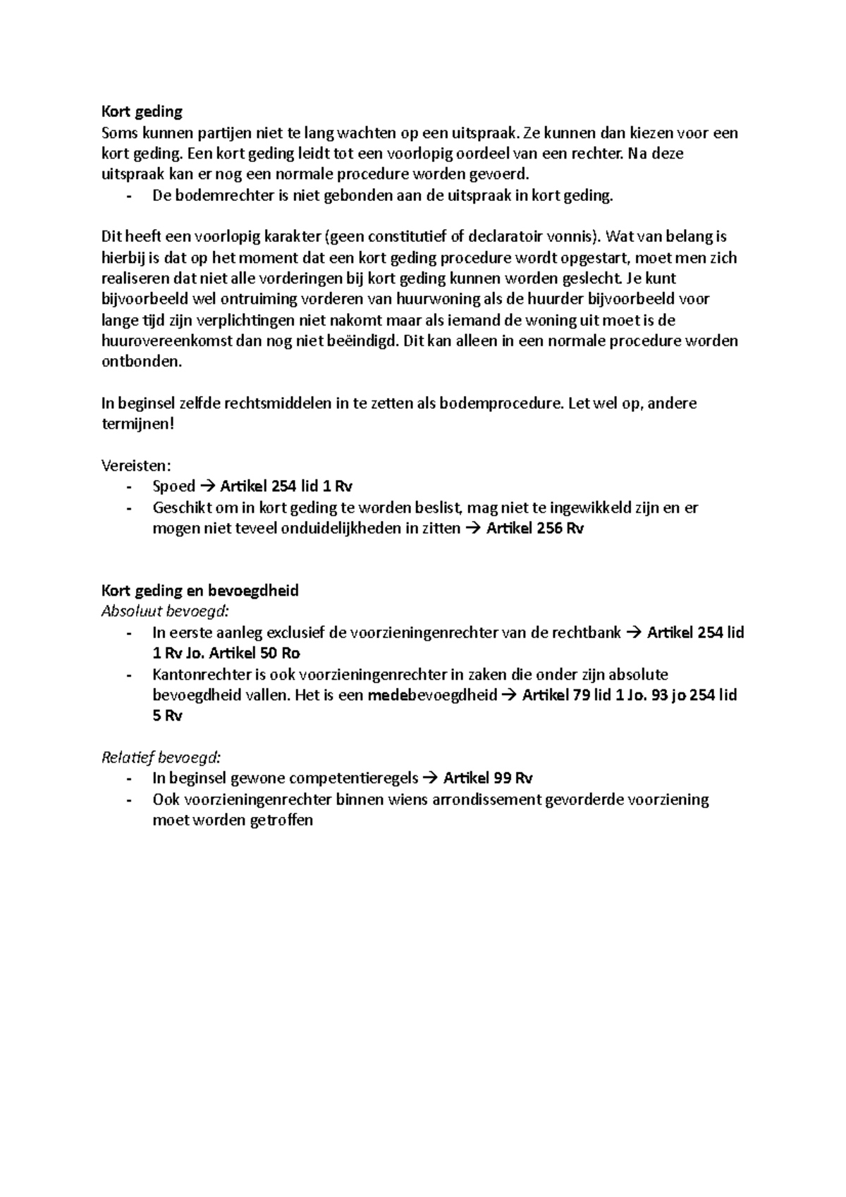 Burgerlijk Procesrecht Week 2: Kort Geding en Verzoekschriften ...