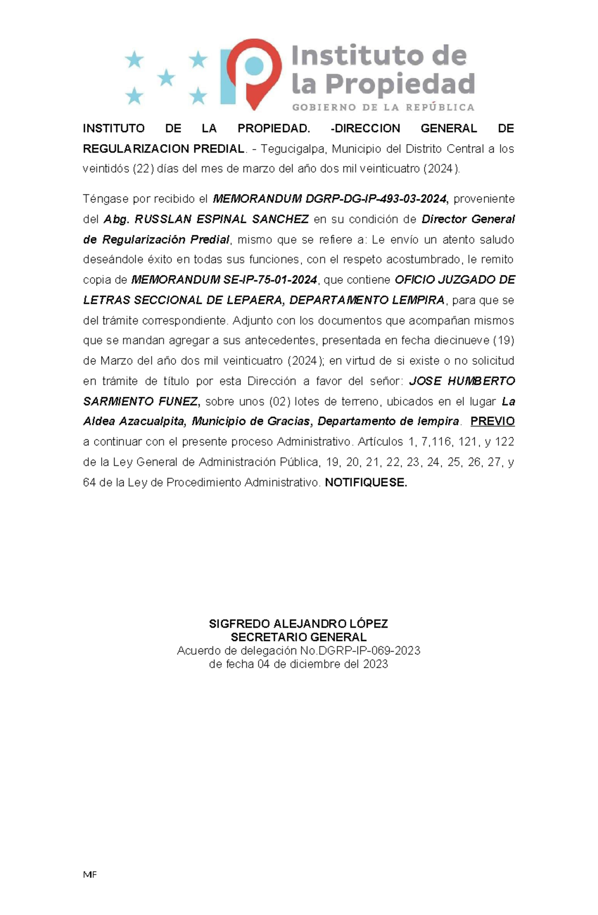 Memorándum sobre Regularización Predial - 2024 - Studocu
