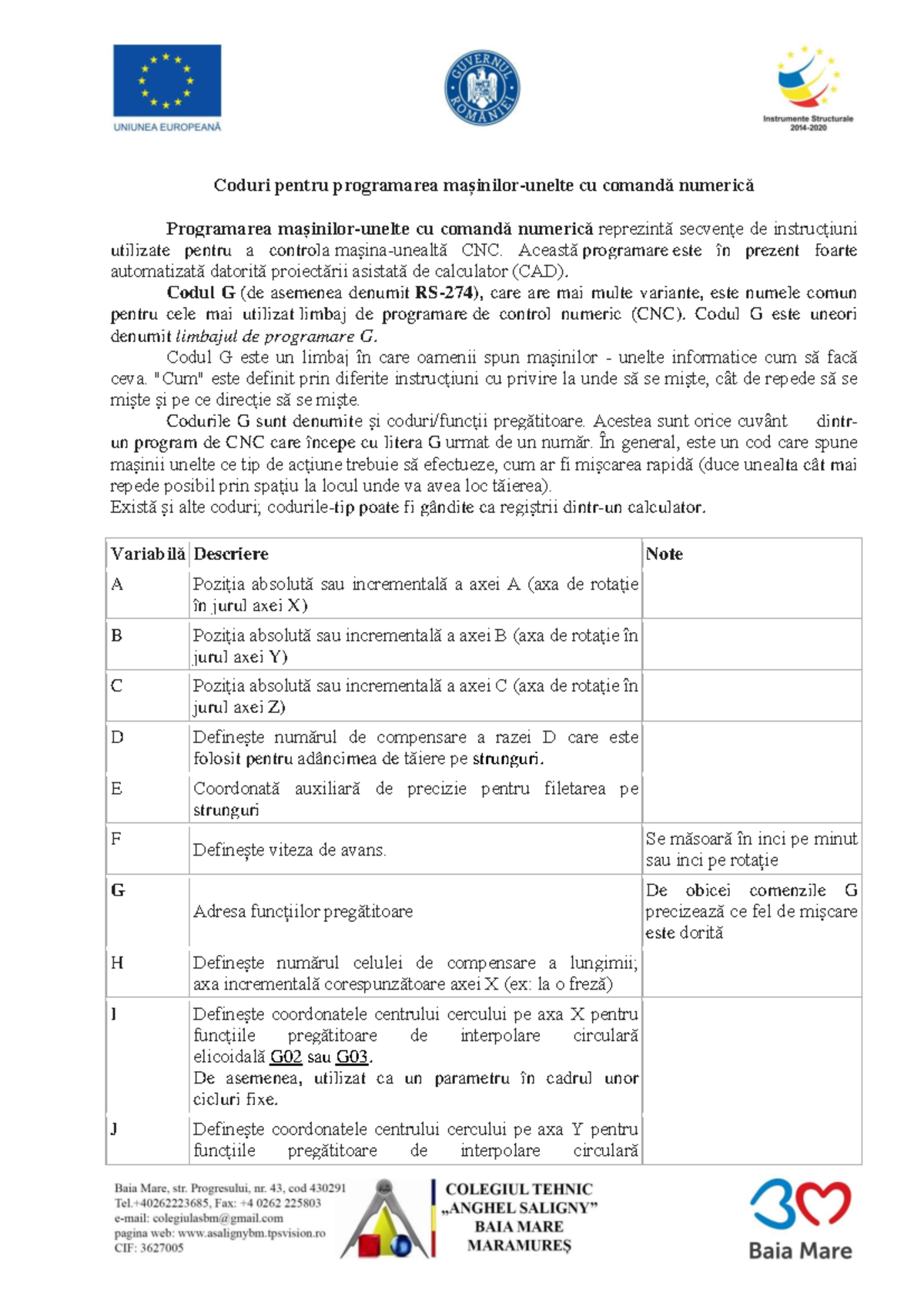 Coduri G pentru Programarea CNC - MUCN - Studocu