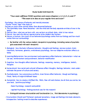 Psych Exam 2 Study Guide - Introductory Psychology: Exam 2 Study Guide ...