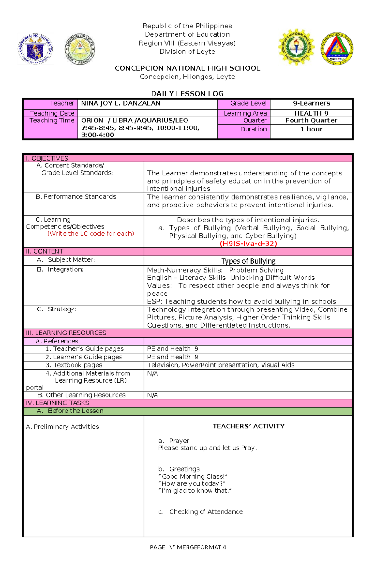 Cot Q4 final 2023 - ajsdkjahskjhfja - Republic of the Philippines ...