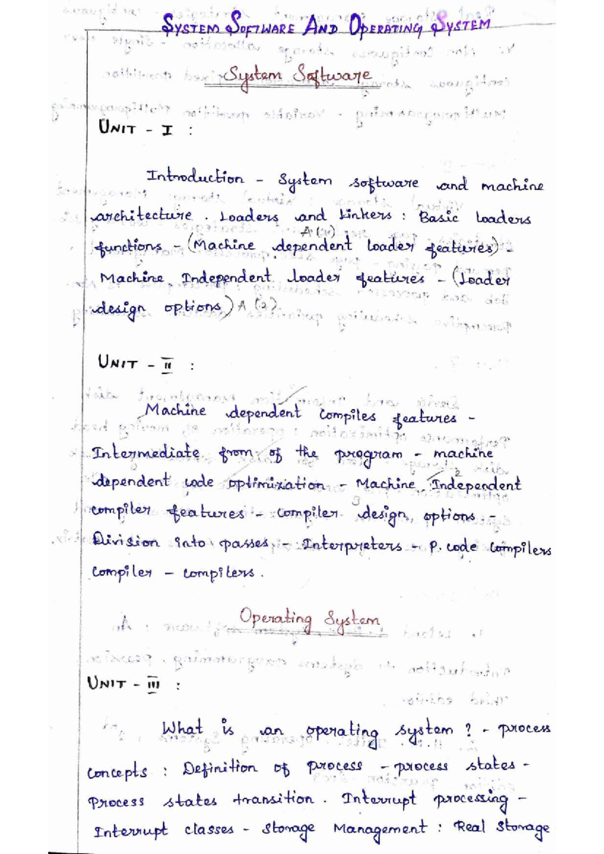 SS&OS I to V: Comprehensive Unit Notes on System Software and OS - Studocu