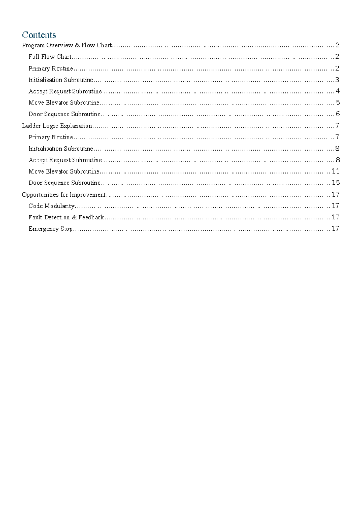Elevator System Program Overview and Flow Chart (ENGR 101) - Studocu