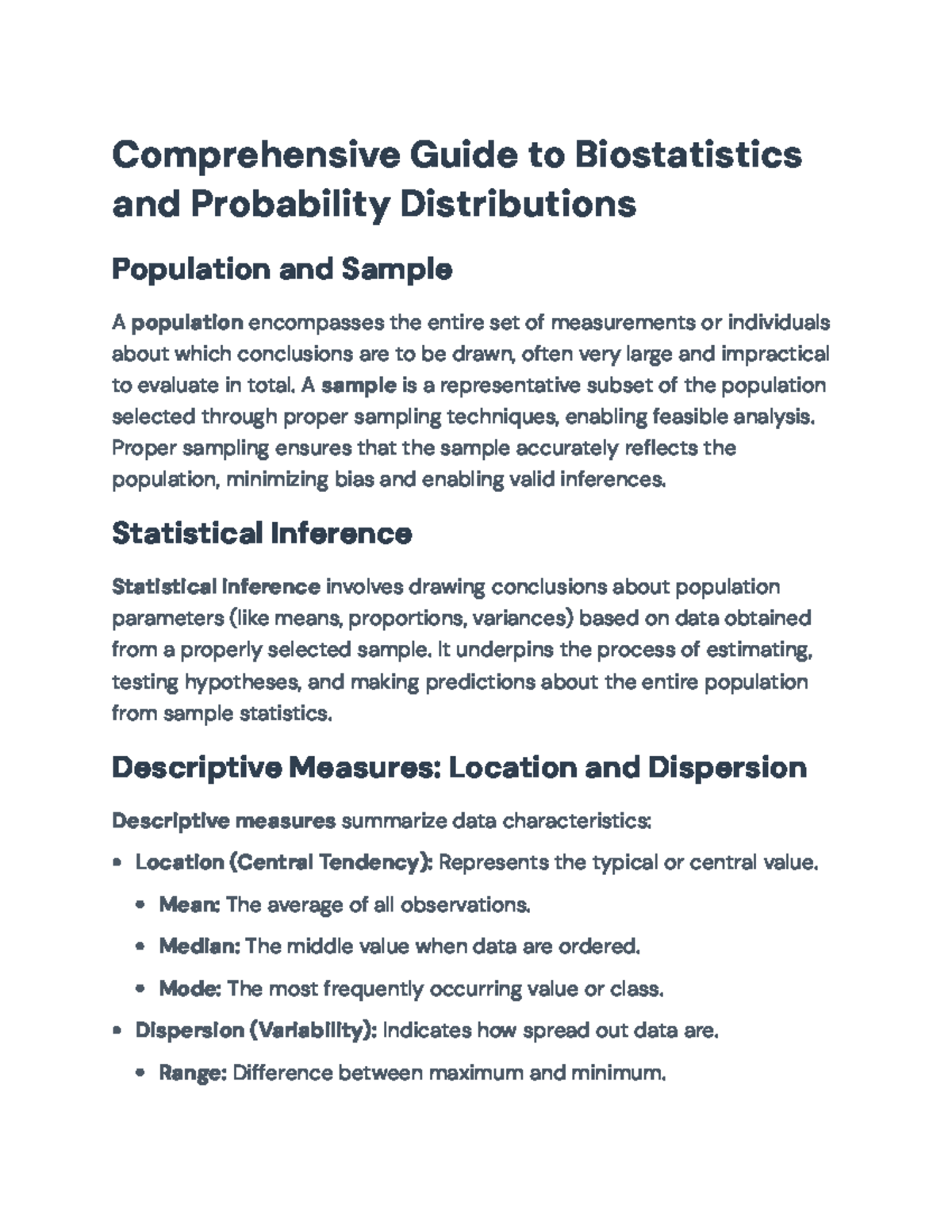 Comprehensive Biostatistics Guide (BIO101): Sampling, Inference & Distribution - Studocu