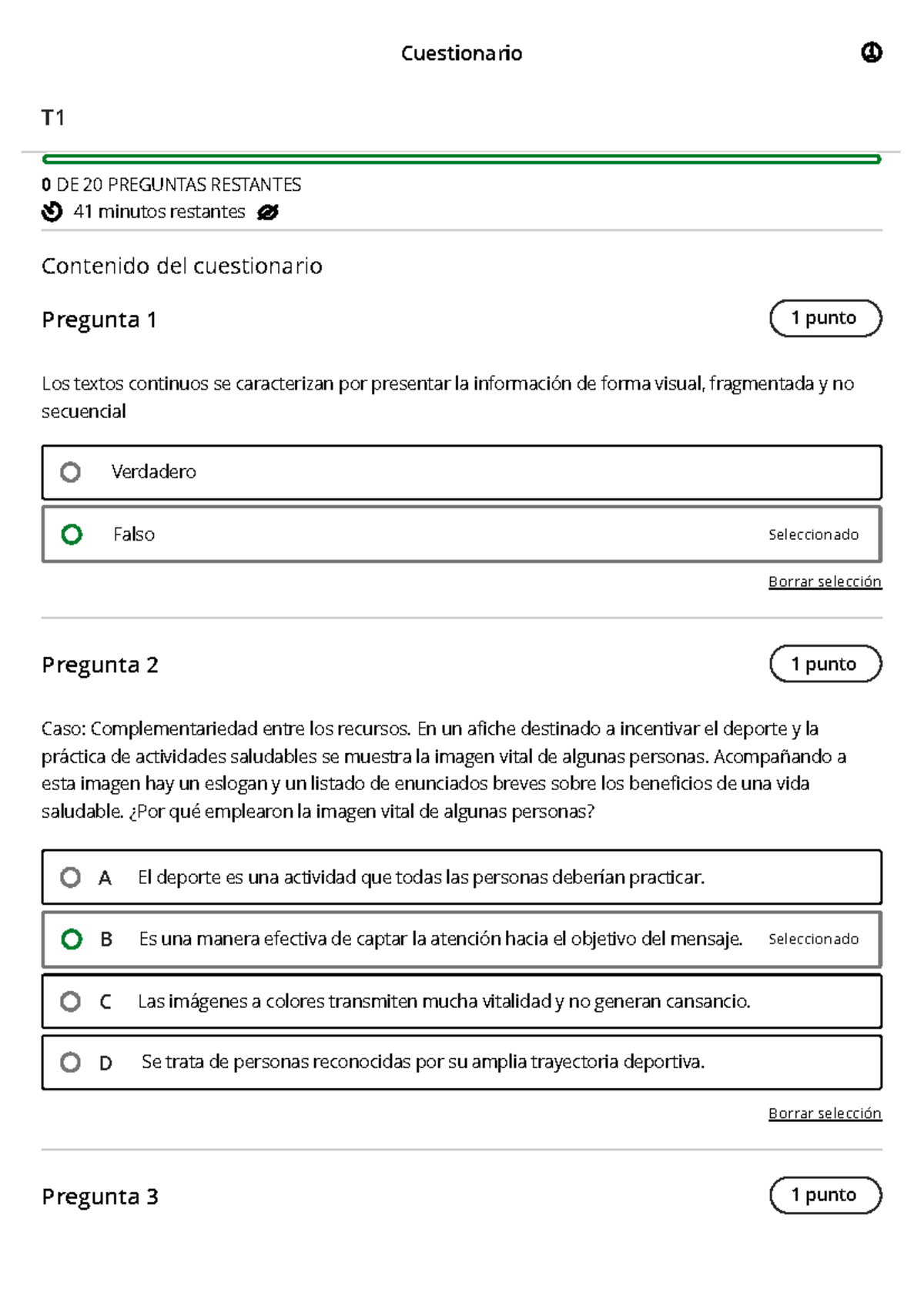 Cuestionario T1: Evaluación de Comprensión Textual y Recursos - Studocu