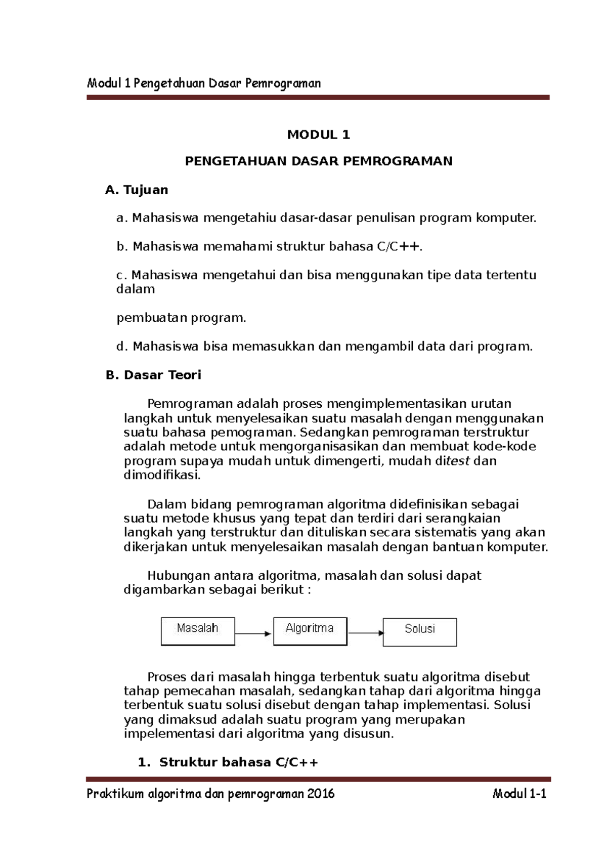 Laporan Praktikum Algoritma dan Pemrograman - Modul 1 - Studocu