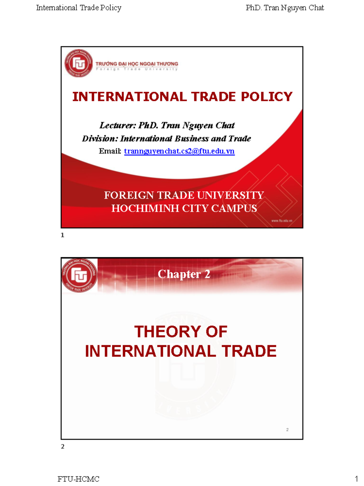 CSTMQT K62CLC C2 - Theory of International Trade Lecture Notes - Studocu
