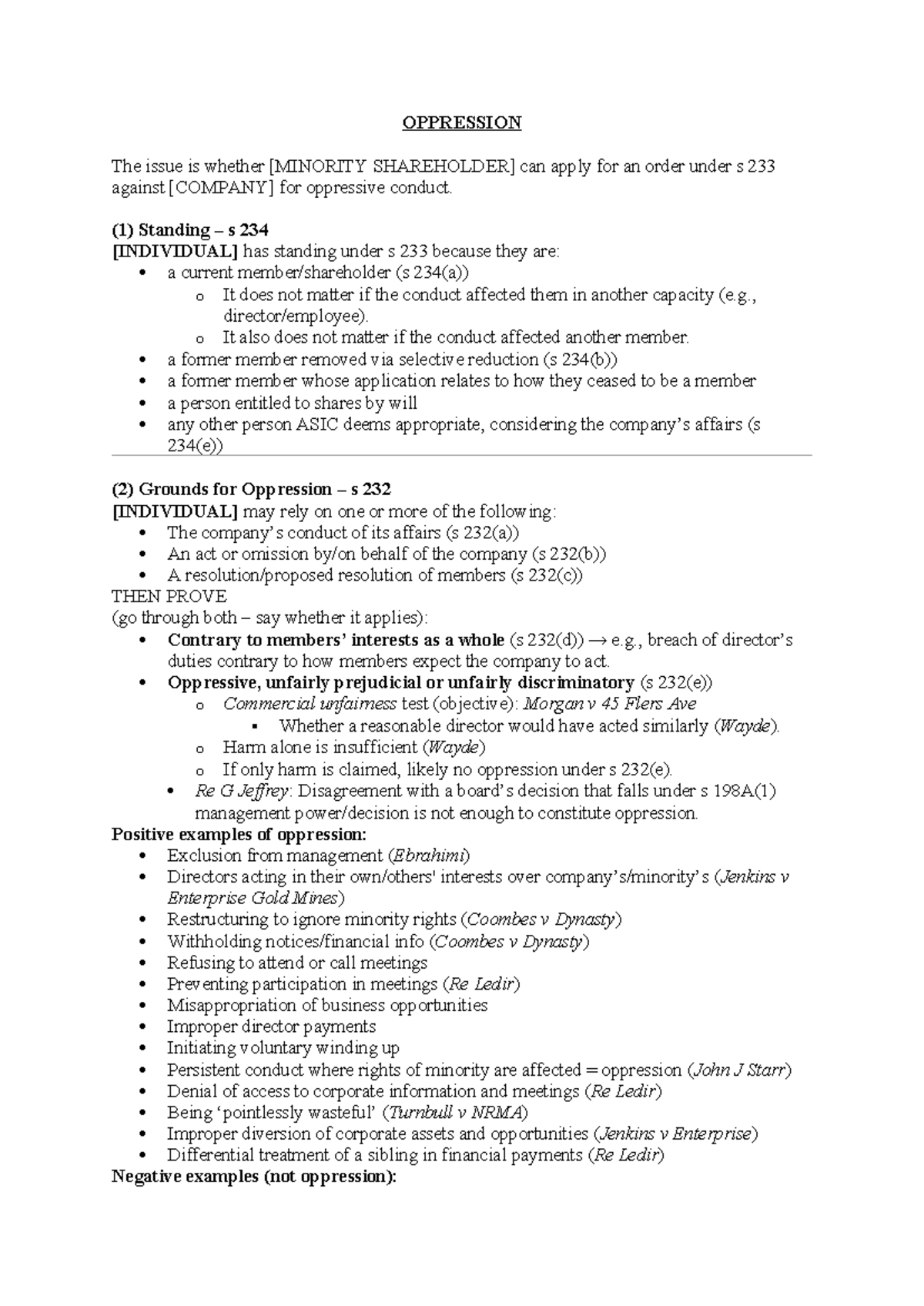 OPP 233: Understanding Oppression Claims and Grounds for Action - Studocu