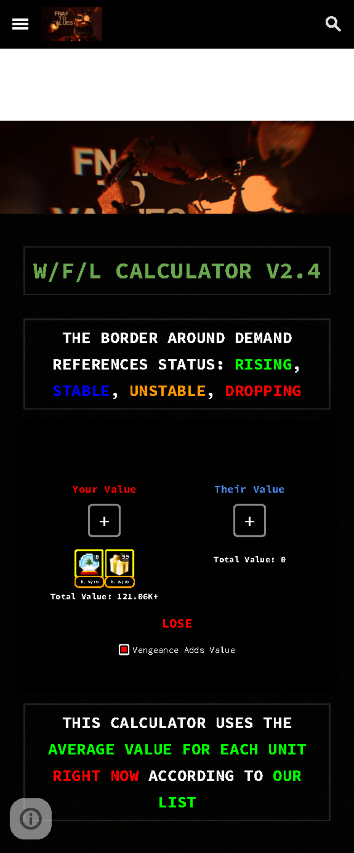FNTD Value Central - Value WFL Calculator 8 - W/F/L CALCULATOR V2. 4 ...